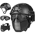 Amazon.com : VPZenar Airsoft Helmet,Tactical Mesh Mask with Ear ...