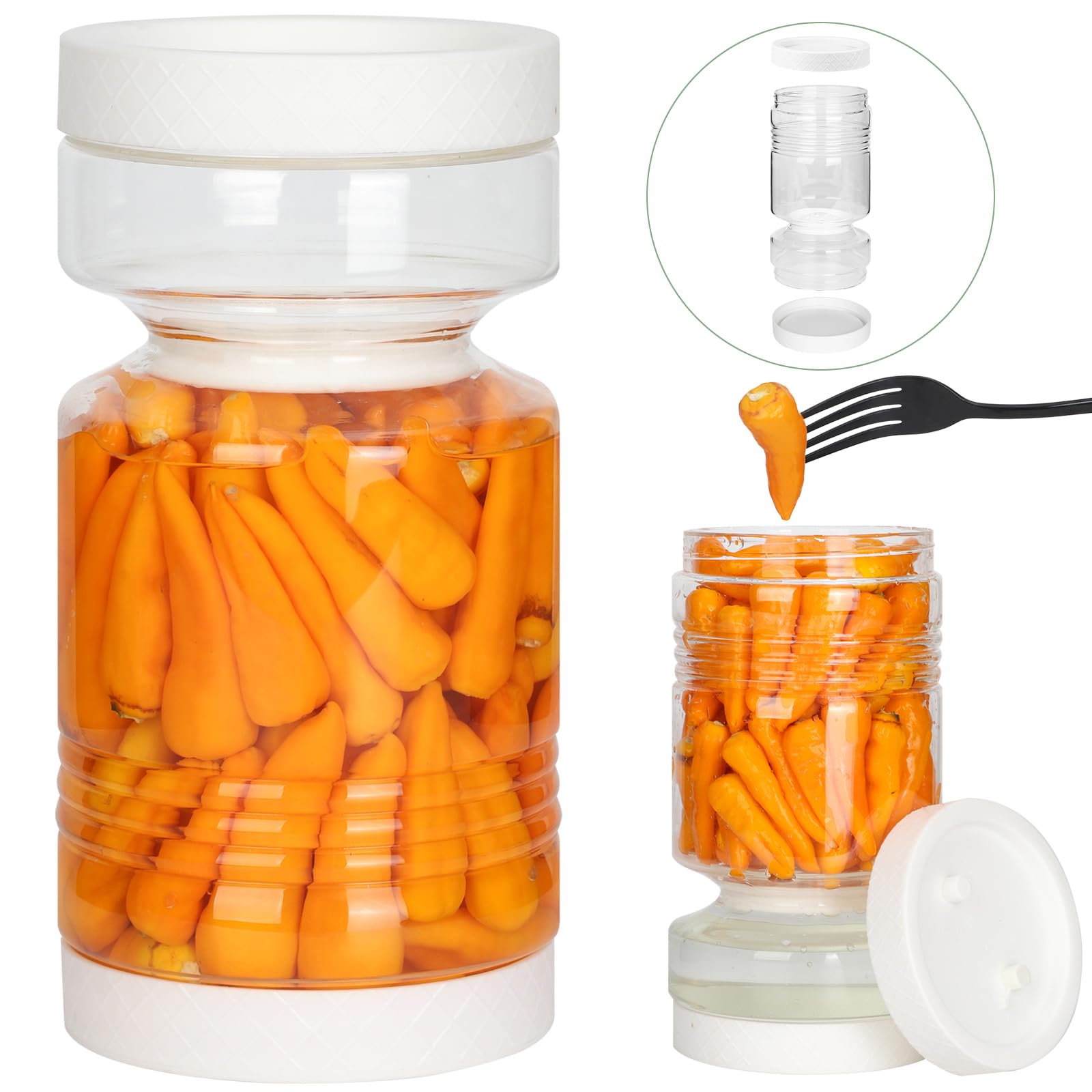 LIYAR Pickle Jar 80oz Glass Pickle Jar with Strainer Flip,Airtight ...