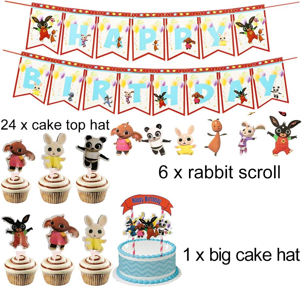 Bing Birthday Party Decorations Bing Bunny Happy Birthday Banner Bunny ...
