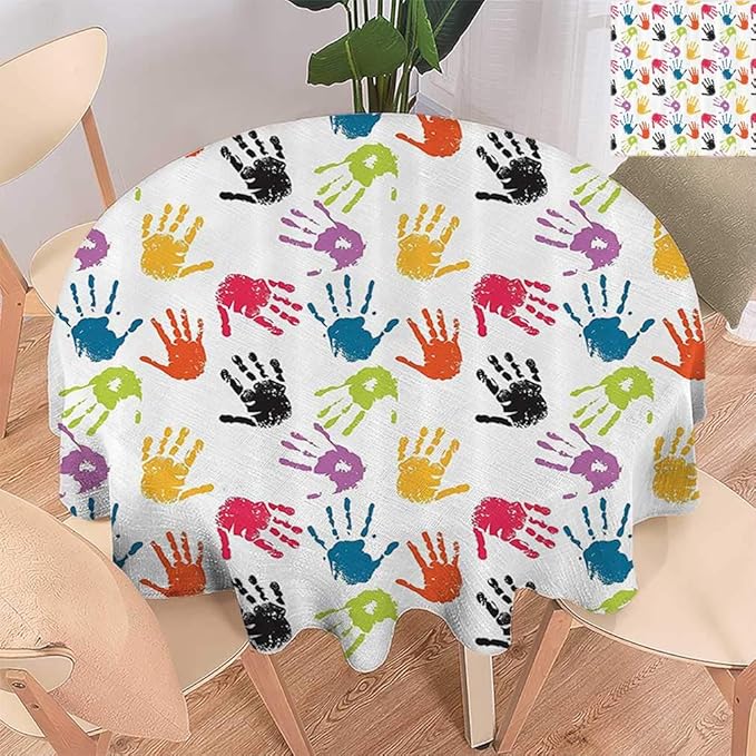 Amazon.com: Cozydaily Home Decor Round Tablecloths, Colorful Children ...