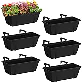 Amazon.com: SZJUANWANG Balcony Planters Railing Hanging, Railing Planter Box 4 Pack, Deck ...