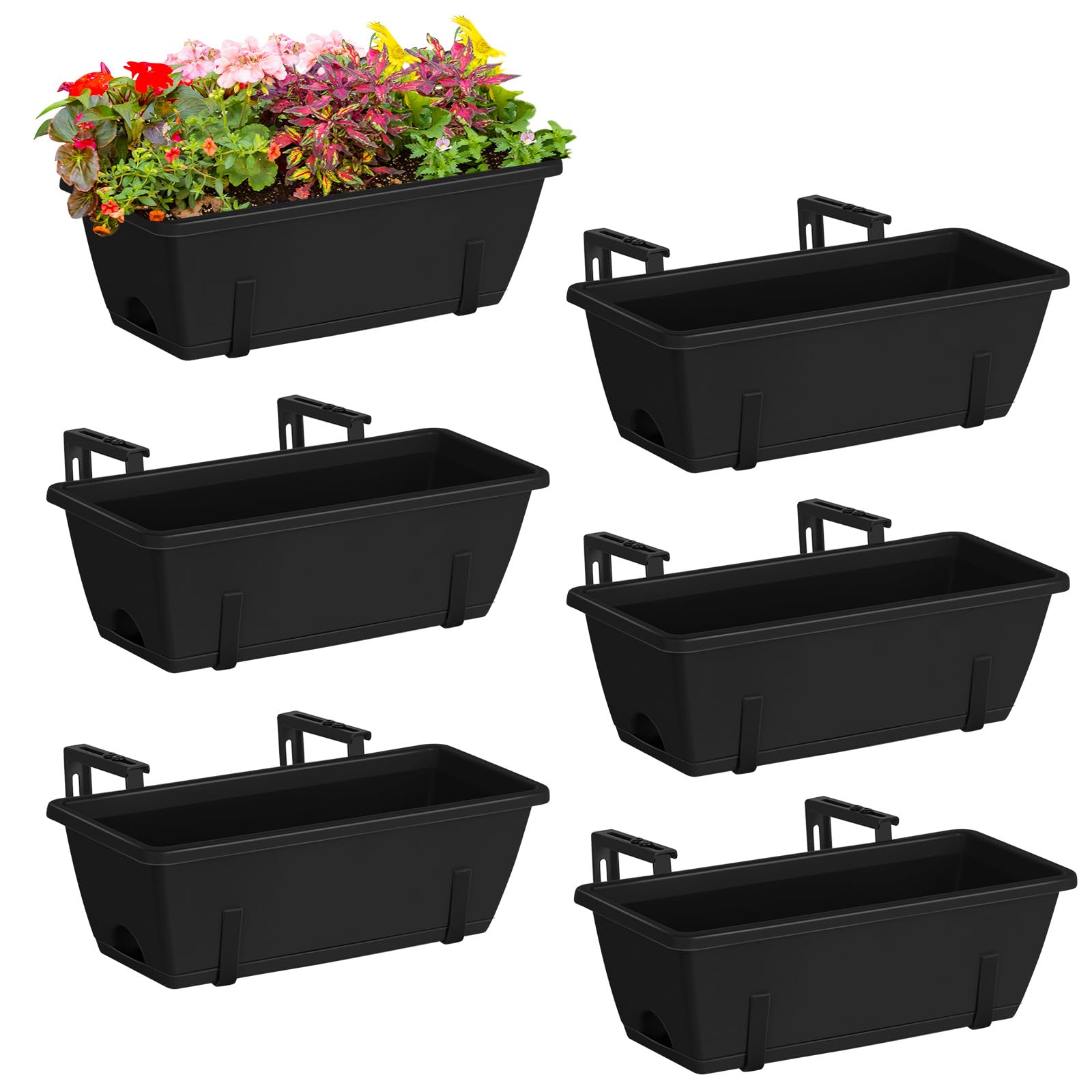 SZJUANWANG Balcony Planters Railing Hanging, Deck Railings Planter Boxes 16.9in, Railing Planter ...