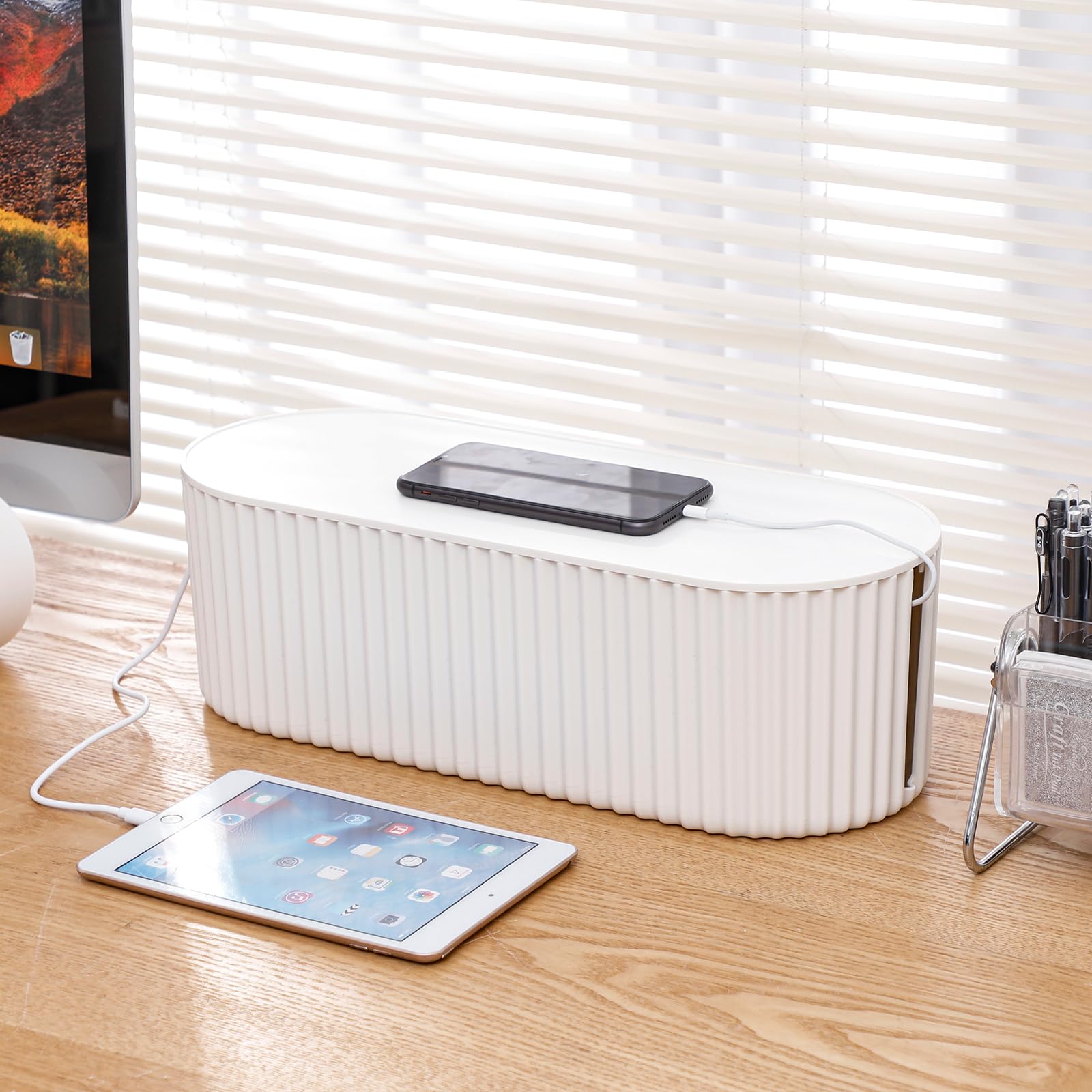 Tahaje Extra Large Cable Management Box, Plastic Cord Storage Organizer ...