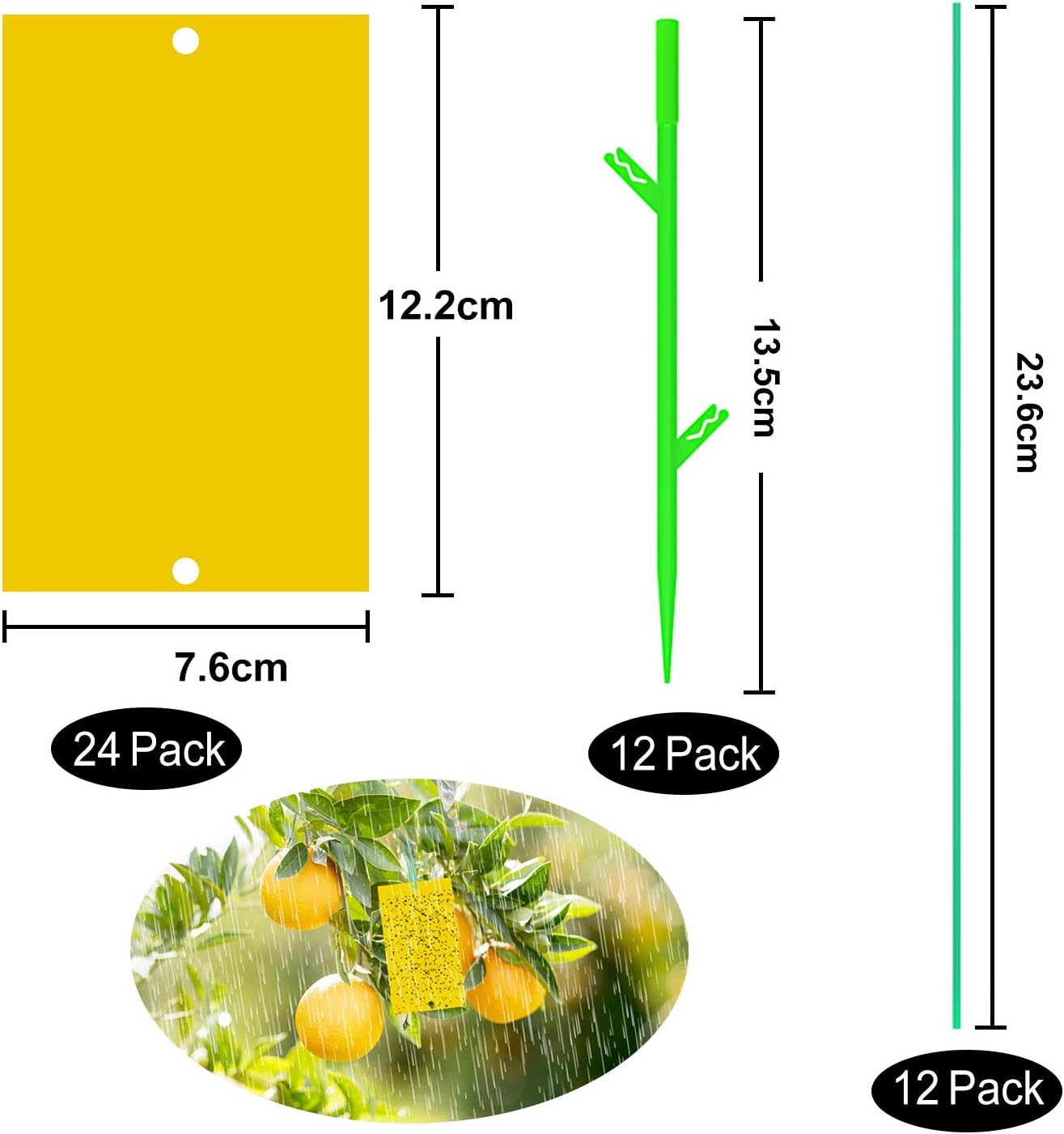 24 pieces fly trap with large adhesive surface, multiple use of yellow ...