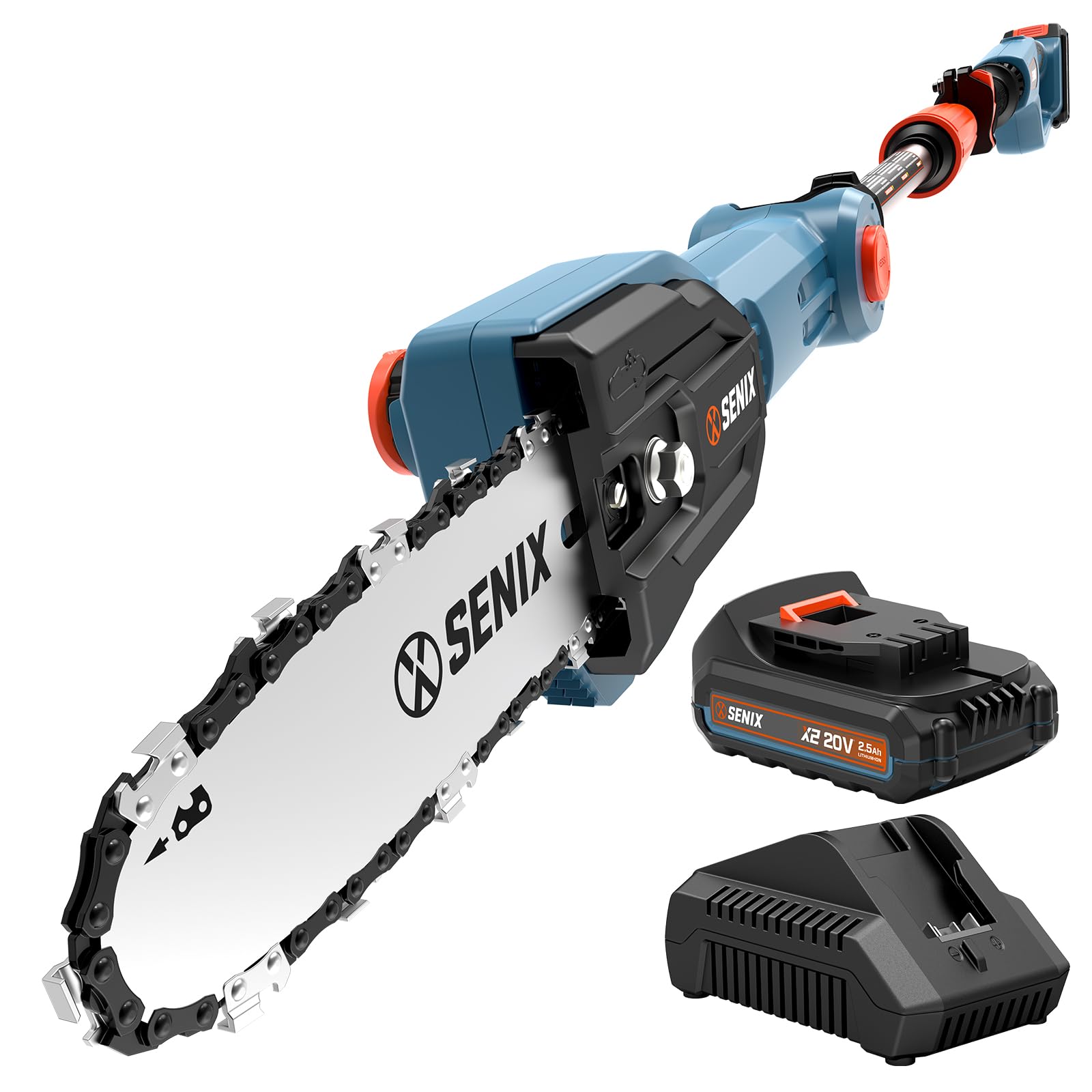 SENIX Electric Pole Saw for Tree Trimming, 8 Inch 20V Cordless Pole ...
