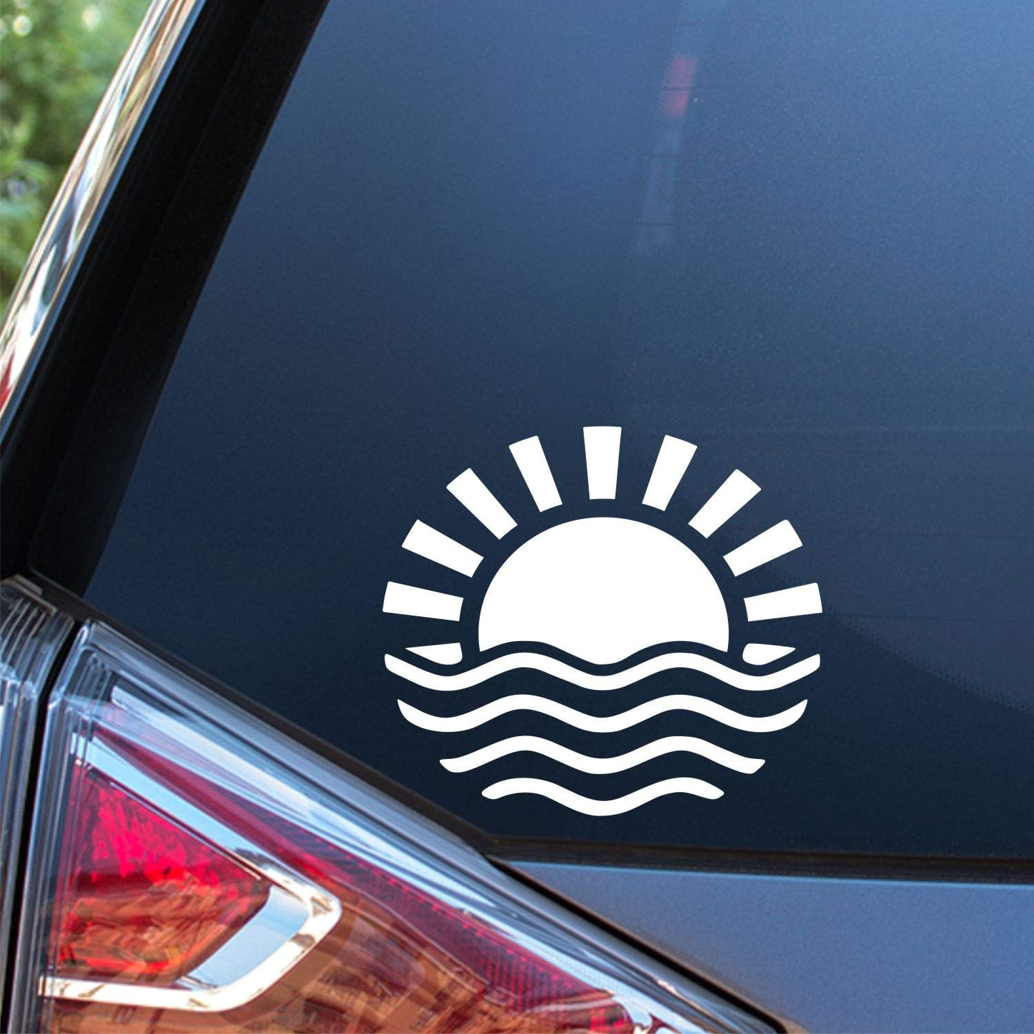 Amazon.com: Sunset Graphics & Decals Sun and Waves Car Decal - Beach ...