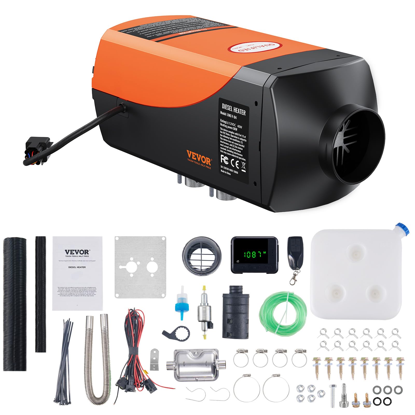 VEVOR Diesel Air Heater, 12V 5KW Diesel Heater with Remote Control and ...