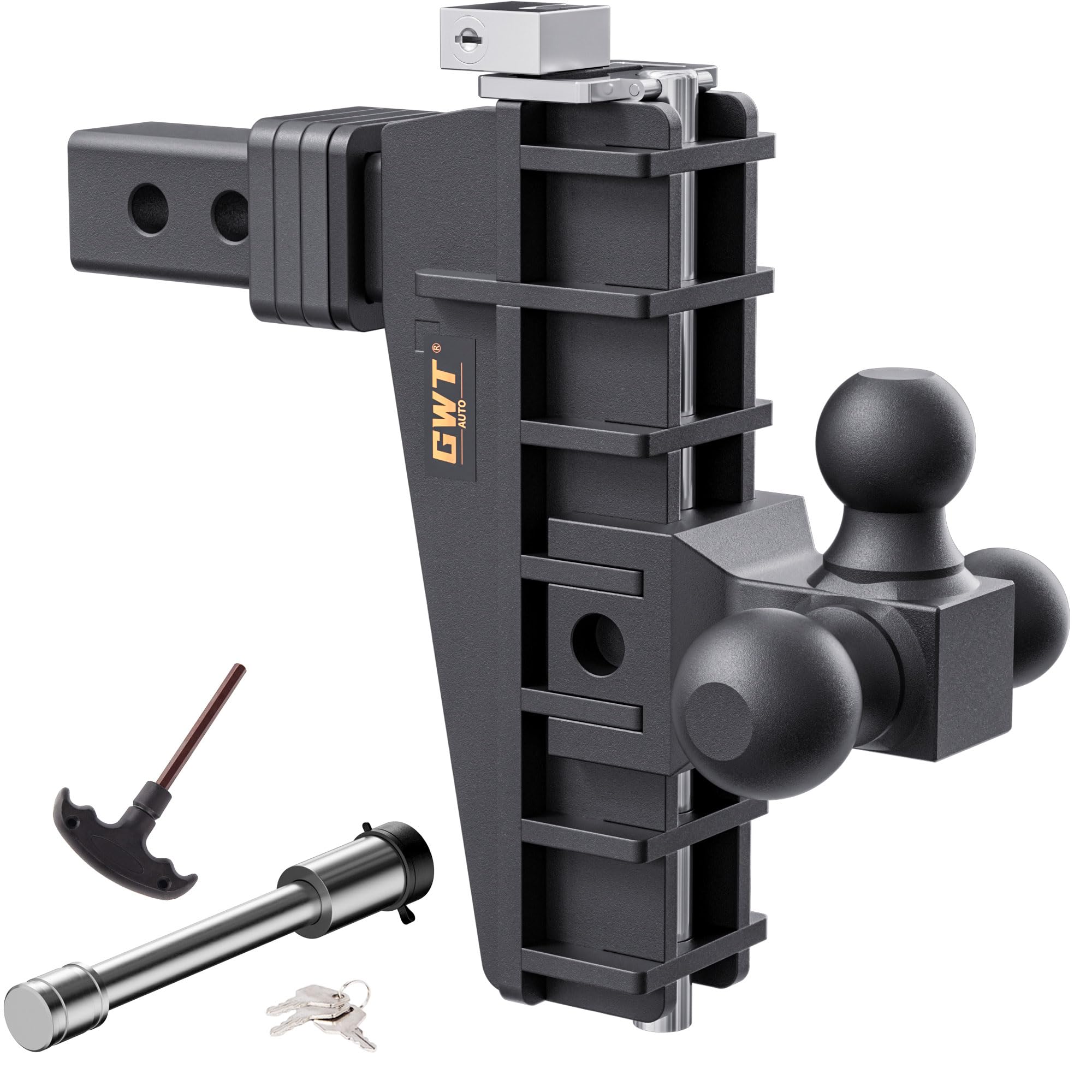 GWTAUTO Adjustable Trailer Hitch, Tri-Ball (1-7/8" x 2" x 2-5/16") Drop ...