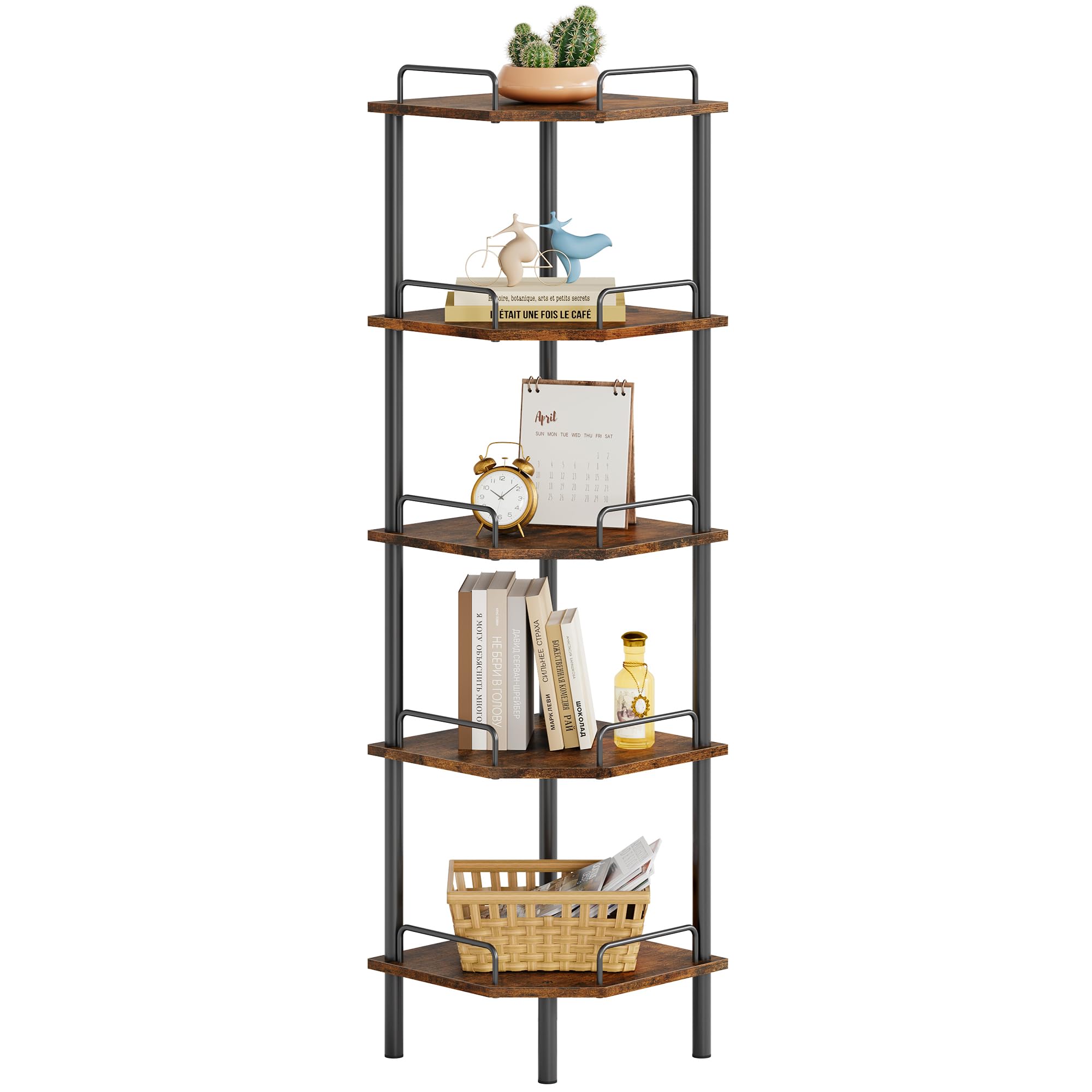 Tajsoon Corner Shelf Stand, 5 Tier Industrial Corner Shelves ...