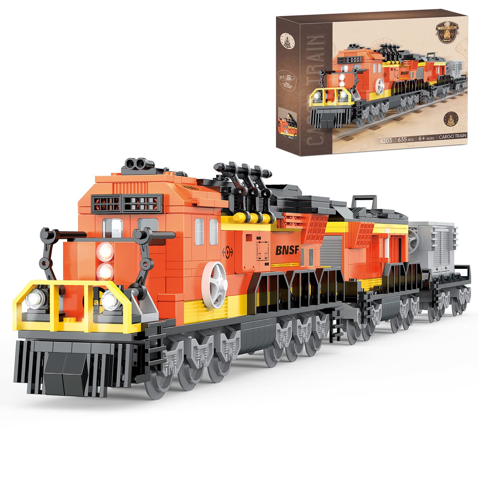 BRICK STORY City Cargo Train Building Set, BNSF Freight Trains Model ...