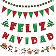 Amazon.com: Hollowfly 5 Pieces Feliz Navidad Banner Mexican Christmas ...
