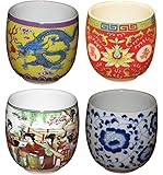 Amazon.com | Chinese Red Longevity Teacups - Hand Painted Porcelain ...