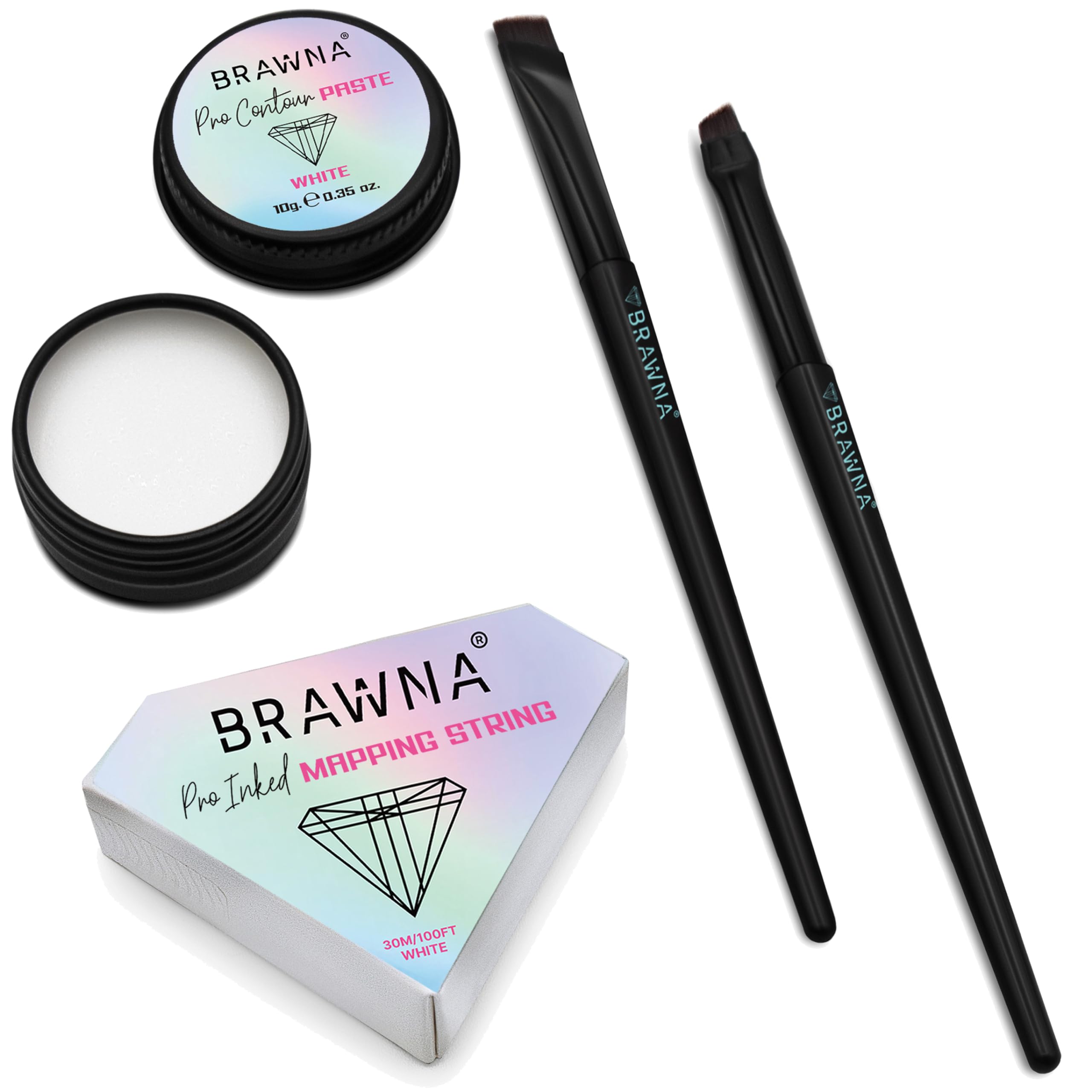 BRAWNA Eyebrow Mapping Kit - 1 Contour White Mapping Paste, 1 White ...