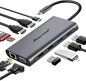 Amazon.com: Hiearcool USB C Hub,USB-C Laptop Docking Station,11 in 1 Triple Display Type C ...