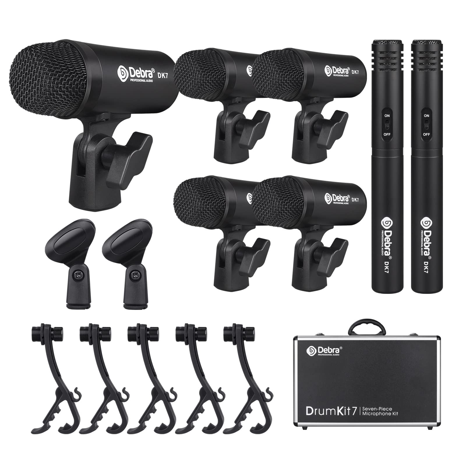 D Debra DK7 Pro 7-Piece Wired Drum Microphone Kit for Performing and ...