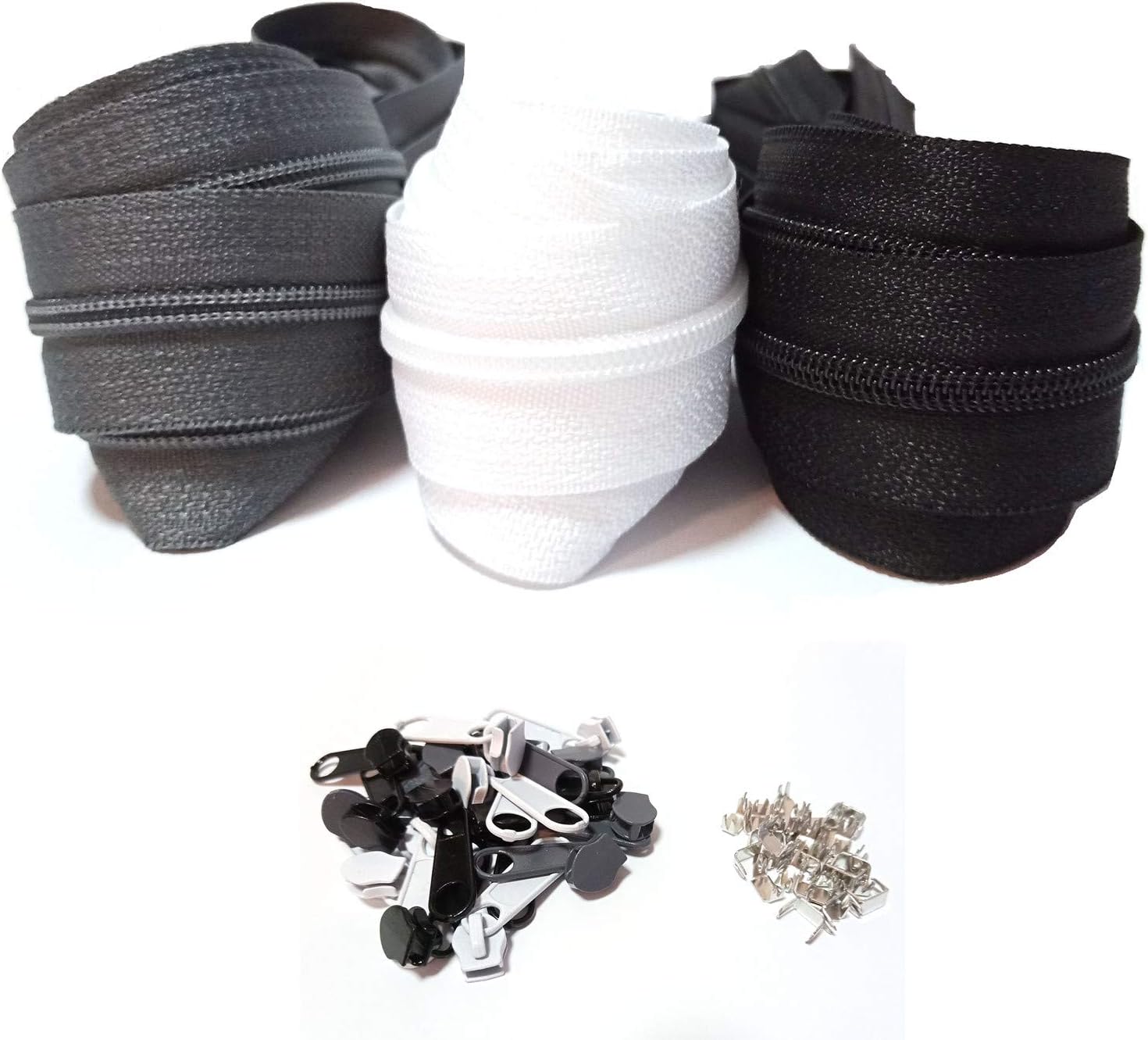 Zip Endless 3 mm 15 m Nylon Continuous Zip 3 Colours with Zip and End ...