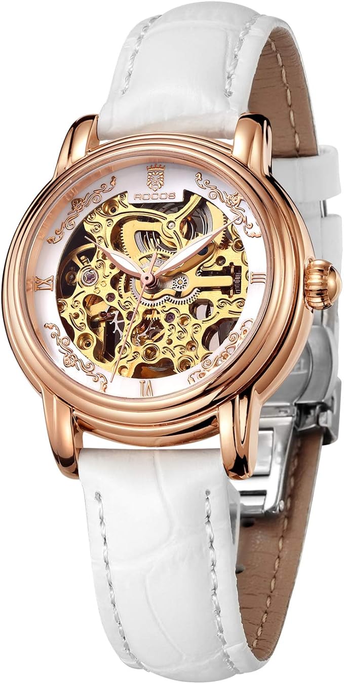 Ladies Automatic Watch Skeleton Wristwatch Mechanical Elegant Women ...