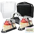 Amazon.com: 100 Pcs Cake Slice Containers with Lids Plastic Disposable ...