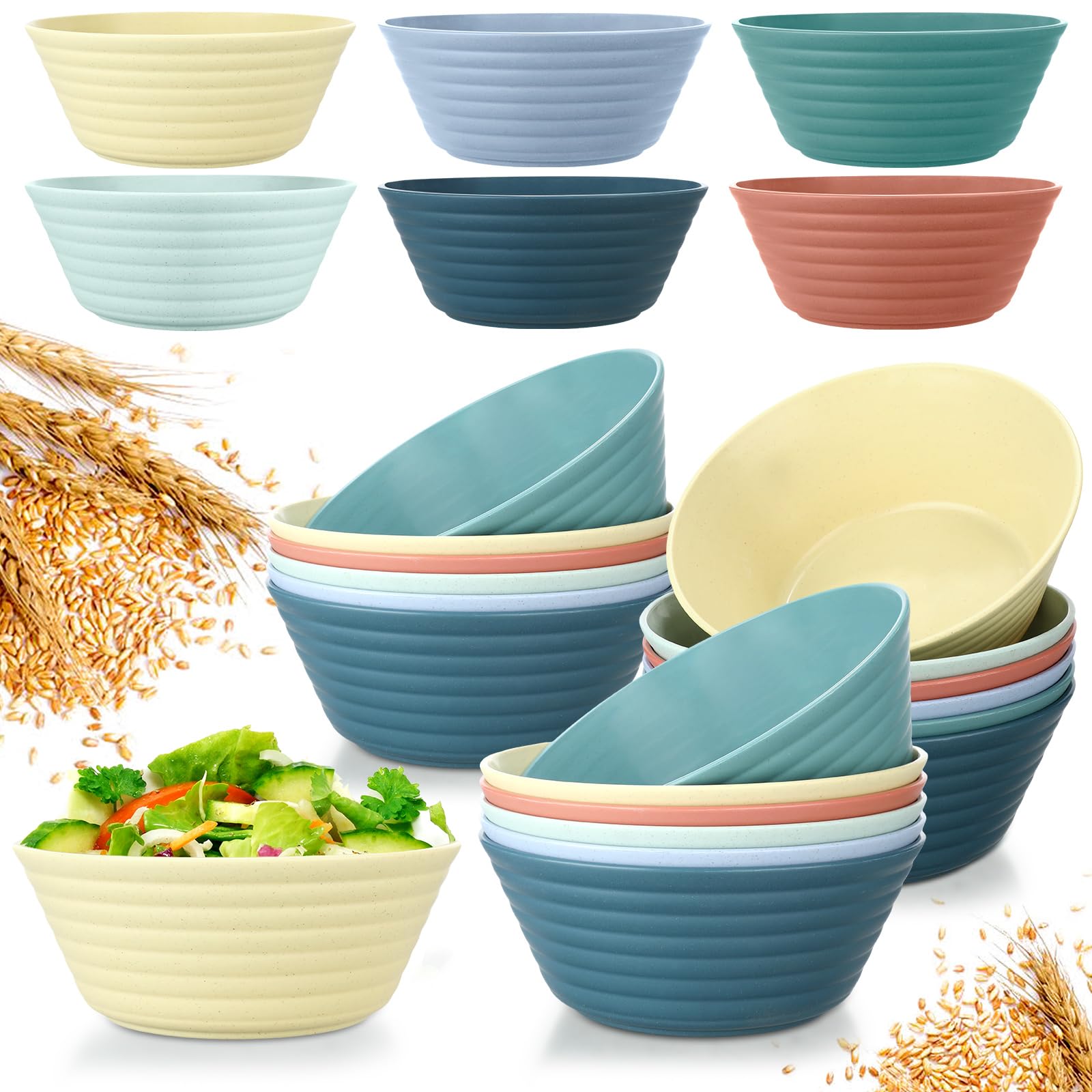 Tanlade 18 Pcs Large Bowls for Eating Unbreakable Cereal Bowls 40 oz ...