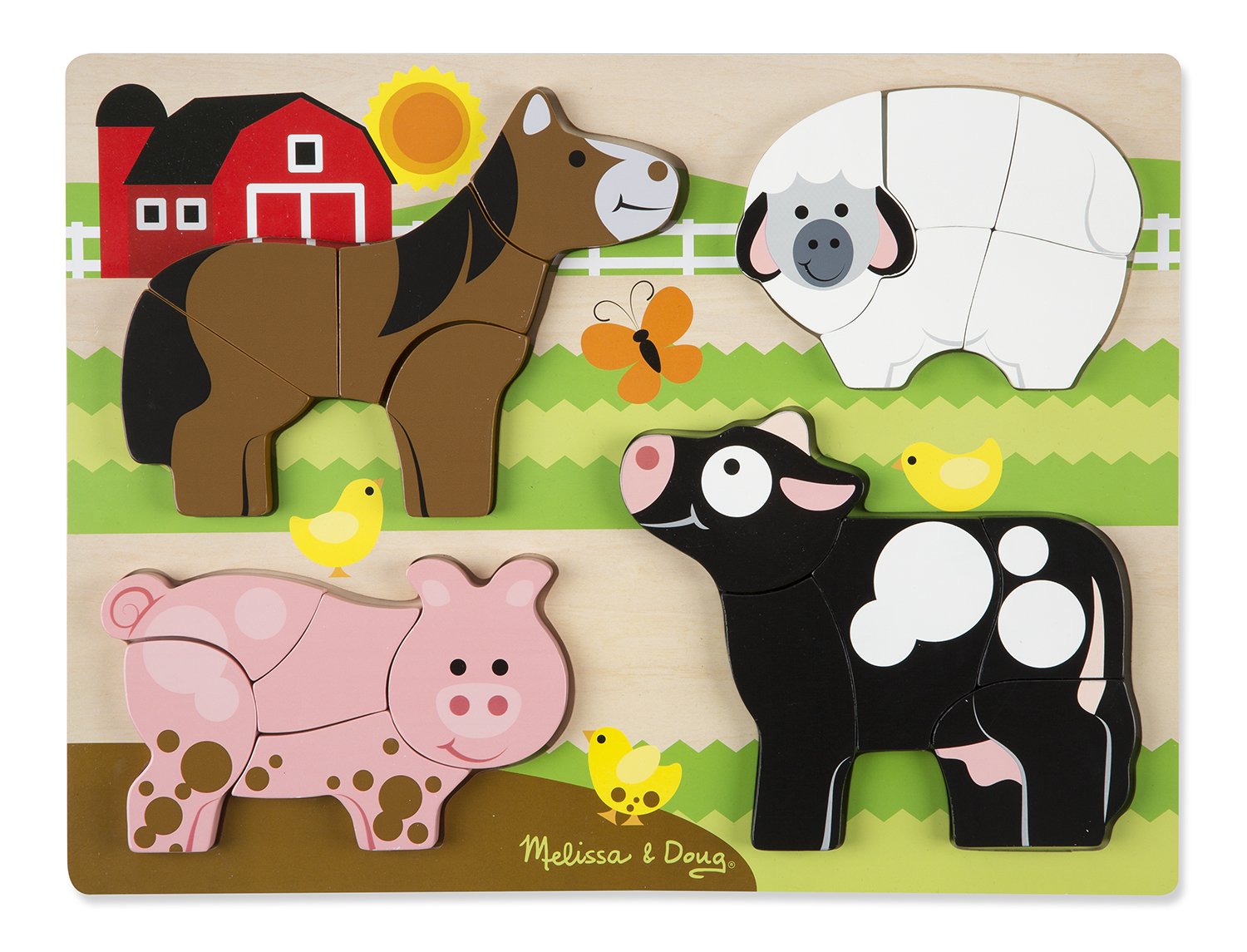 Melissa & Doug Farm Animals Wooden Chunky Jigsaw Puzzle (20 pcs ...
