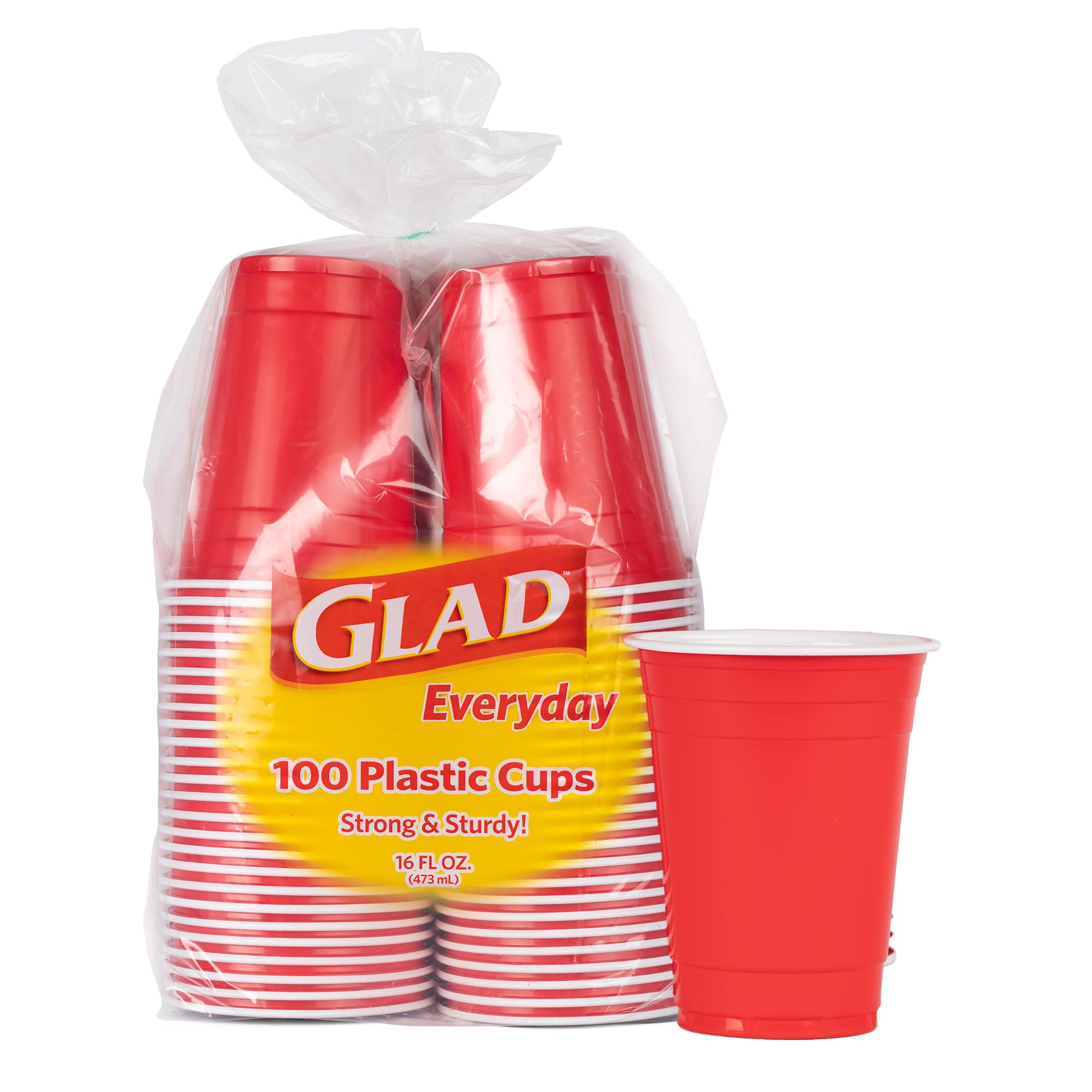 Glad Everyday Disposable Plastic Cups - Red Plastic Party Cups For All ...