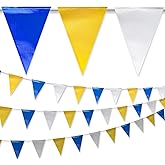 Amazon.com : NACARUM Blue & Yellow Pennant Banner Flags | Heavy-Duty ...