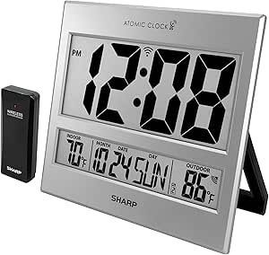 Amazon.com: Sharp Atomic Clock - Atomic Accuracy - Never Needs Setting! -Silver Tech Style ...