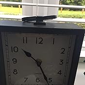 Distressed Square Black Metal Mantel Clock On Wood Base: Amazon.co.uk ...