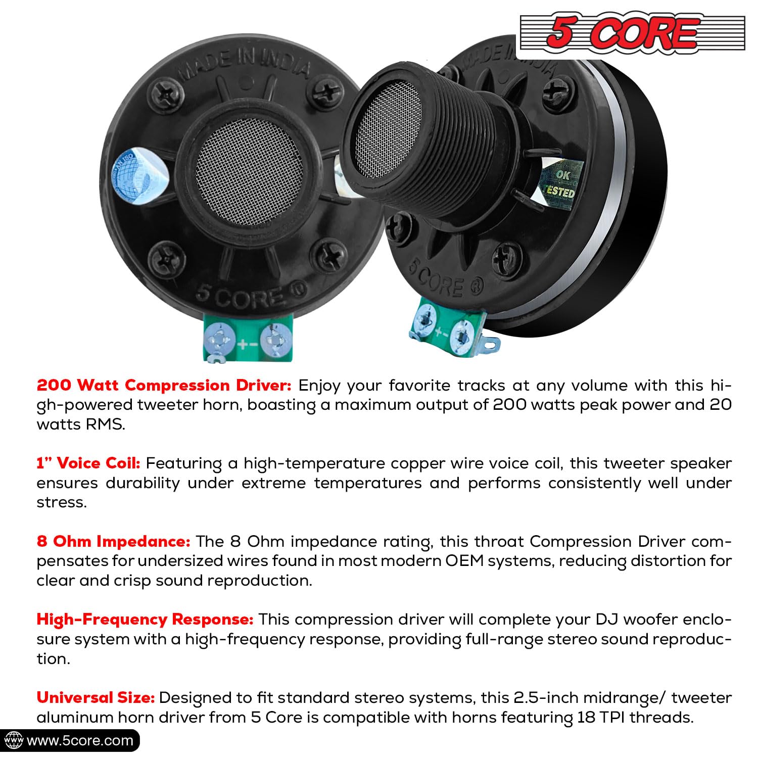 Mua 5 CORE Horn Speaker Tweeter Compression Driver Phenolic Diaphragm 1 ...