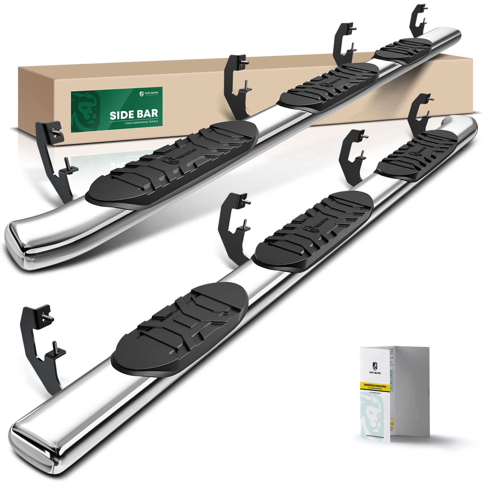 YHTAUTO 5 Inch Running Boards Side Steps Fit 2009-2024 Dodge Ram 1500 ...