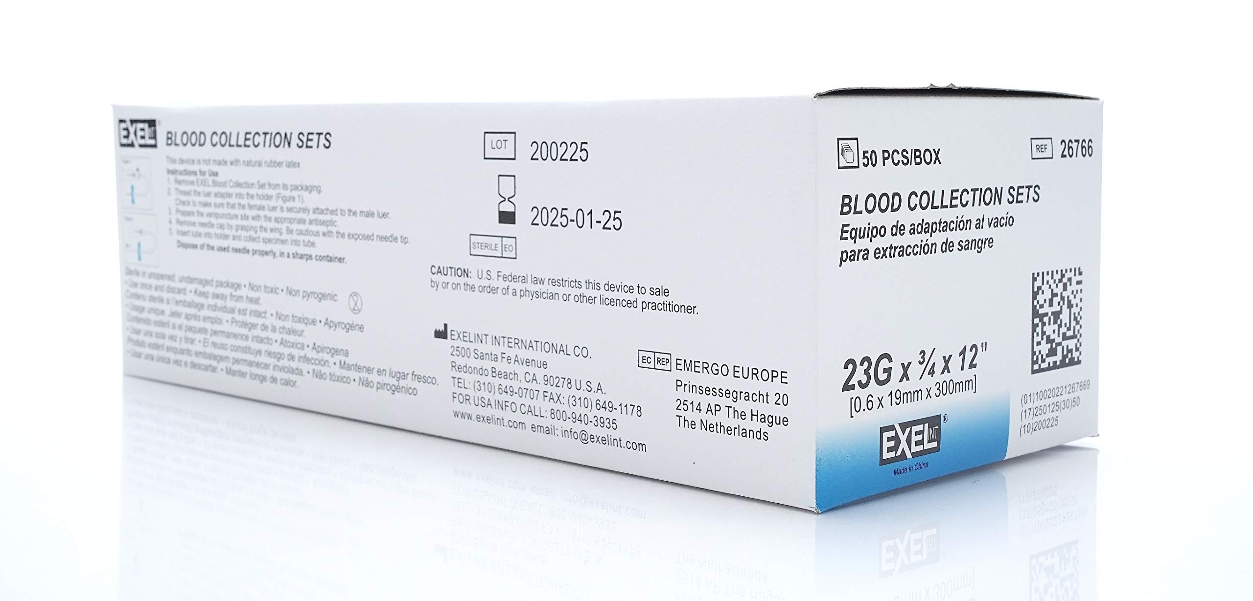 Exelint International 26766 VACULET Blood Collection Set, 23G X 3/4 ...