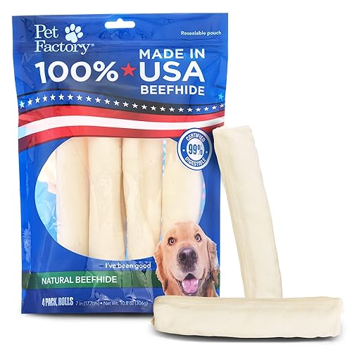 Pet Factory 100% Made in USA Beefhide 7" Rolls Dog Chew Treats ...