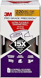 3M Pro Grade Precision Ultra Flexible Sandpaper Roll, 220 Grit, 4.5 ...