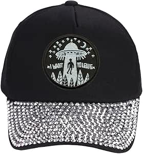 Amazon.com: Alien UFO Abduction Hat - Black Rhinestone Adjustable ...