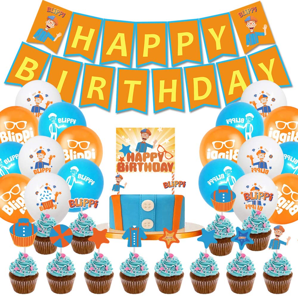 Buy WOOACME Blippi Birthday Party Decorations Set Include Blippi Happy buy-wooacme-blippi-birthday-party-decorations-set-include-blippi-happy