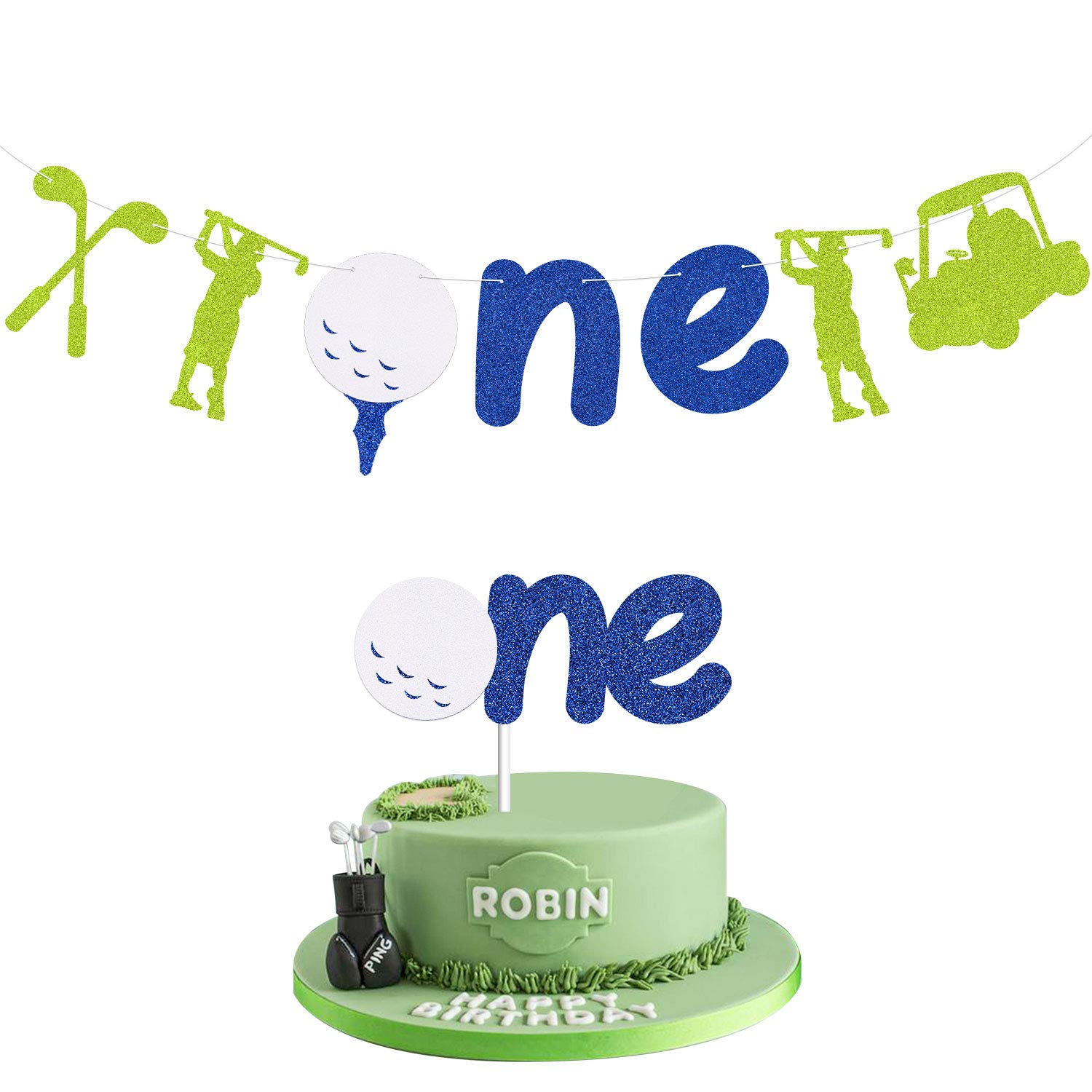 Buy Golf One Birthday Banner Golf Cake Topper, Golf Themed Birthday ...