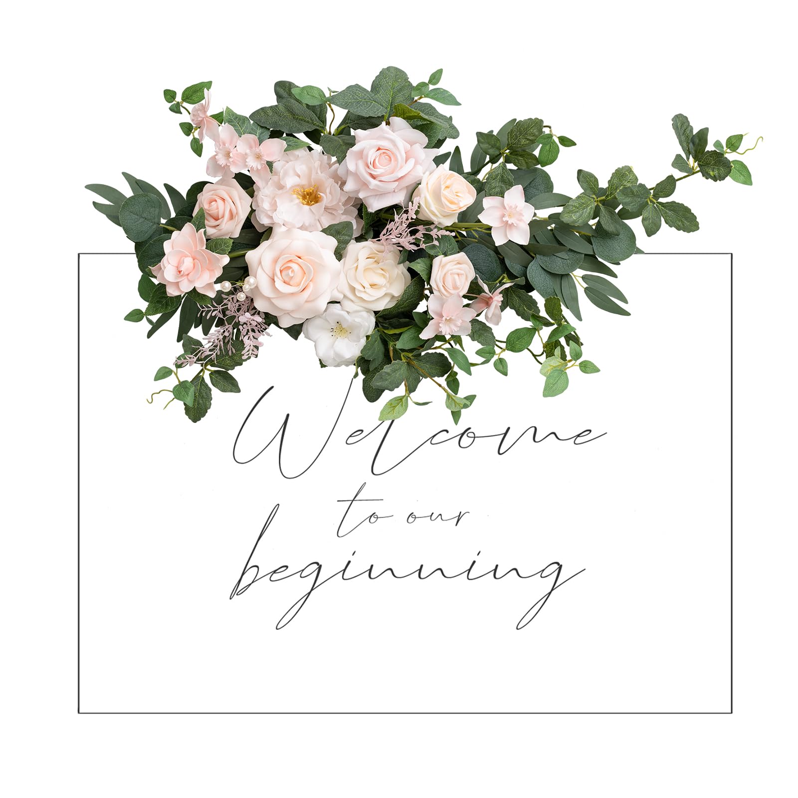 Ling's Moment Wedding Floral Swag Welcome Sign Artificial Flowers ...