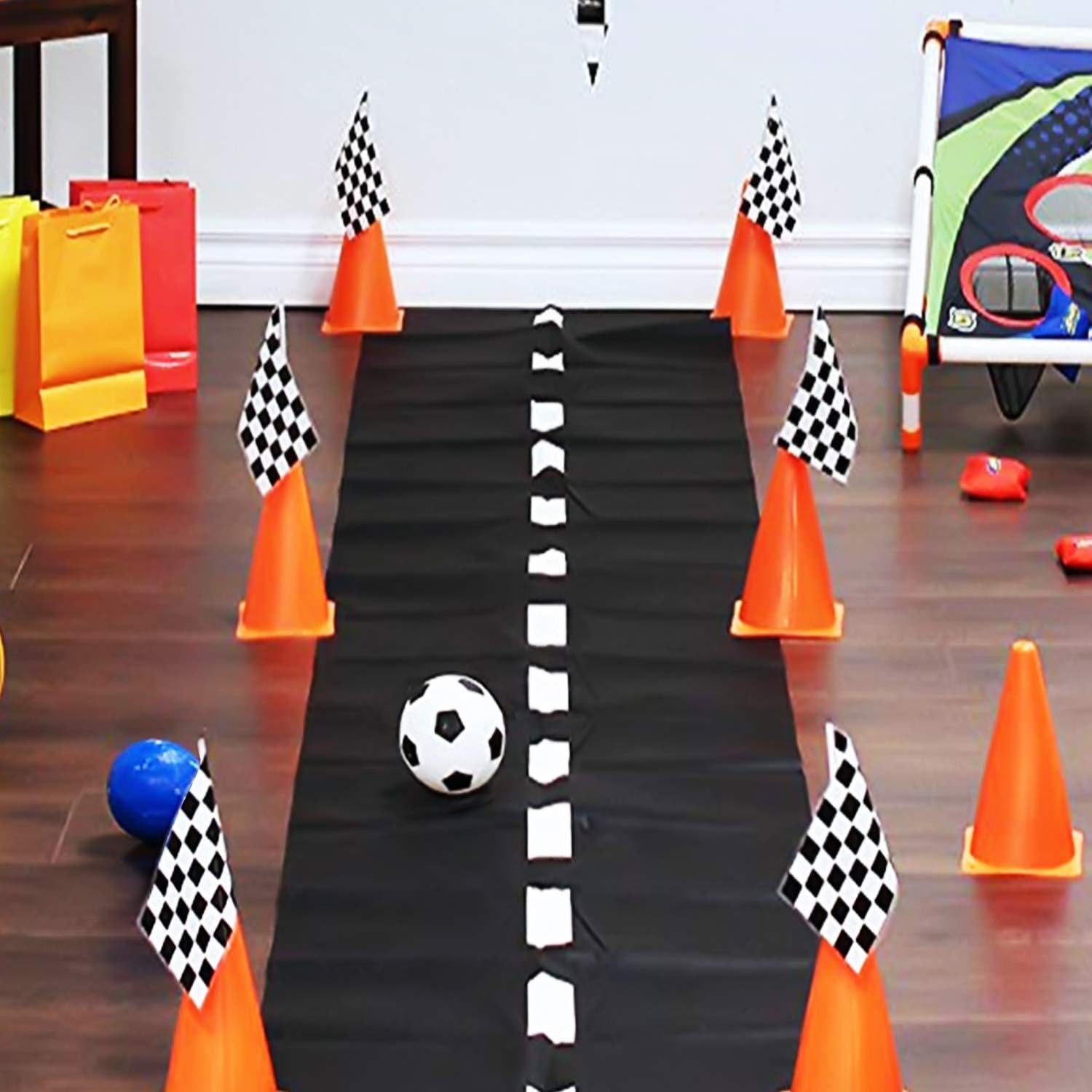 NOVELTY PLACE Racetrack Floor Runner – 10 Ft x 2 Ft Black Race Track ...