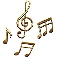 Amazon.com: Lot 4Pcs Gold/Golden Music Notes Sewing Embellishments ...