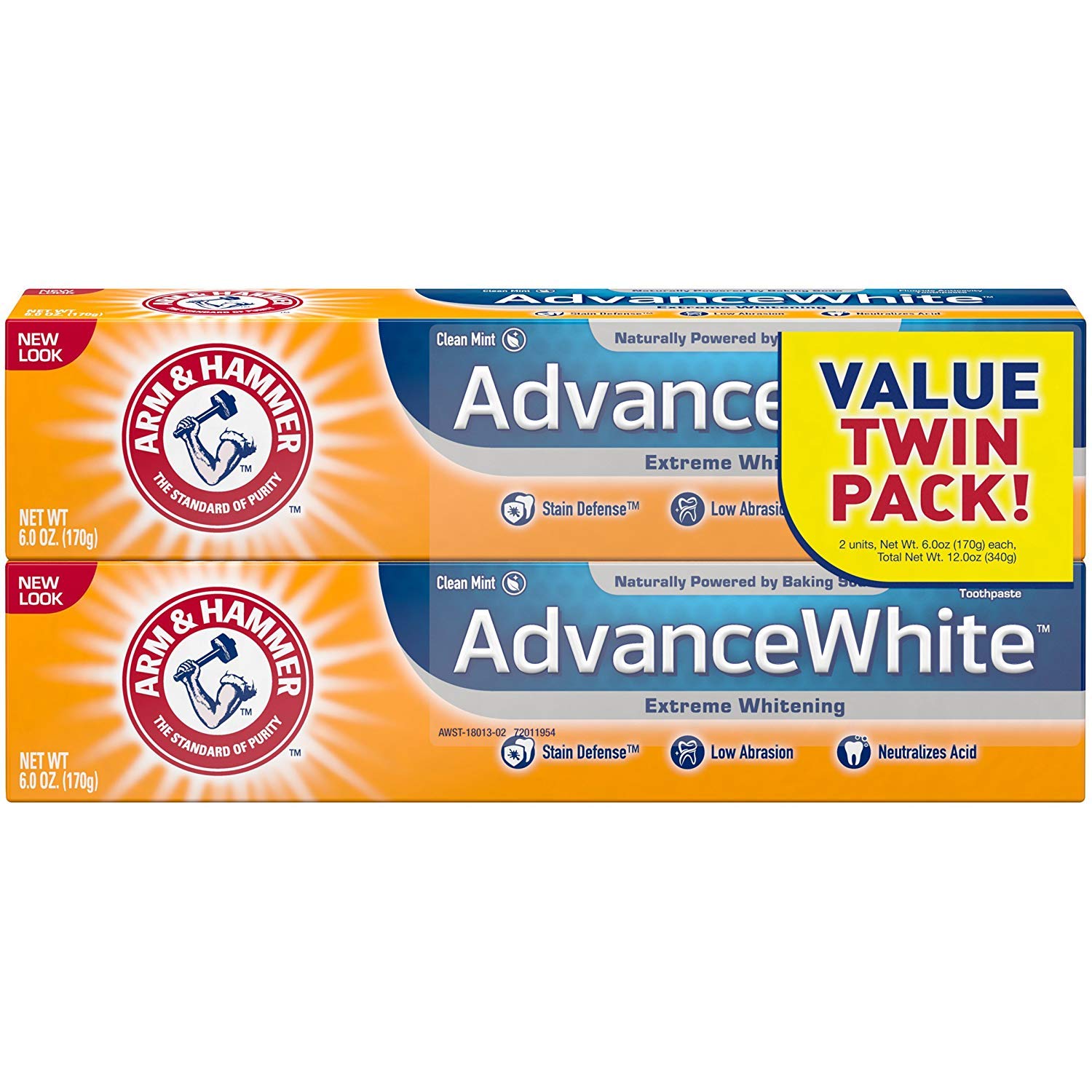 Arm & Hammer Advance White Extreme Whitening with Stain Defense, Fresh Mint, 6 oz Twin Pack ...