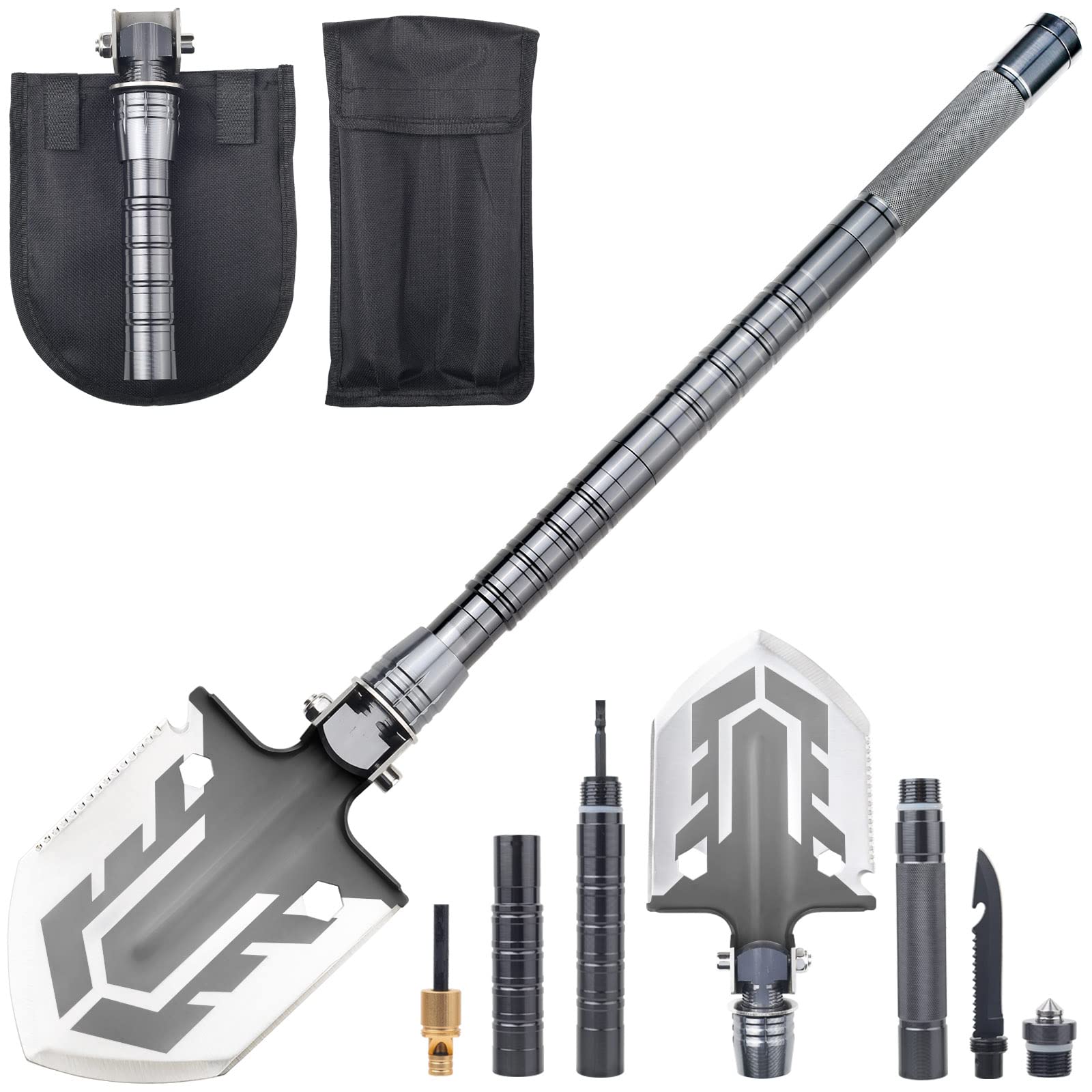 Survival-Shovel - Tactical Shovel Multi Purpose 23 in 1 Folding Shovel ...