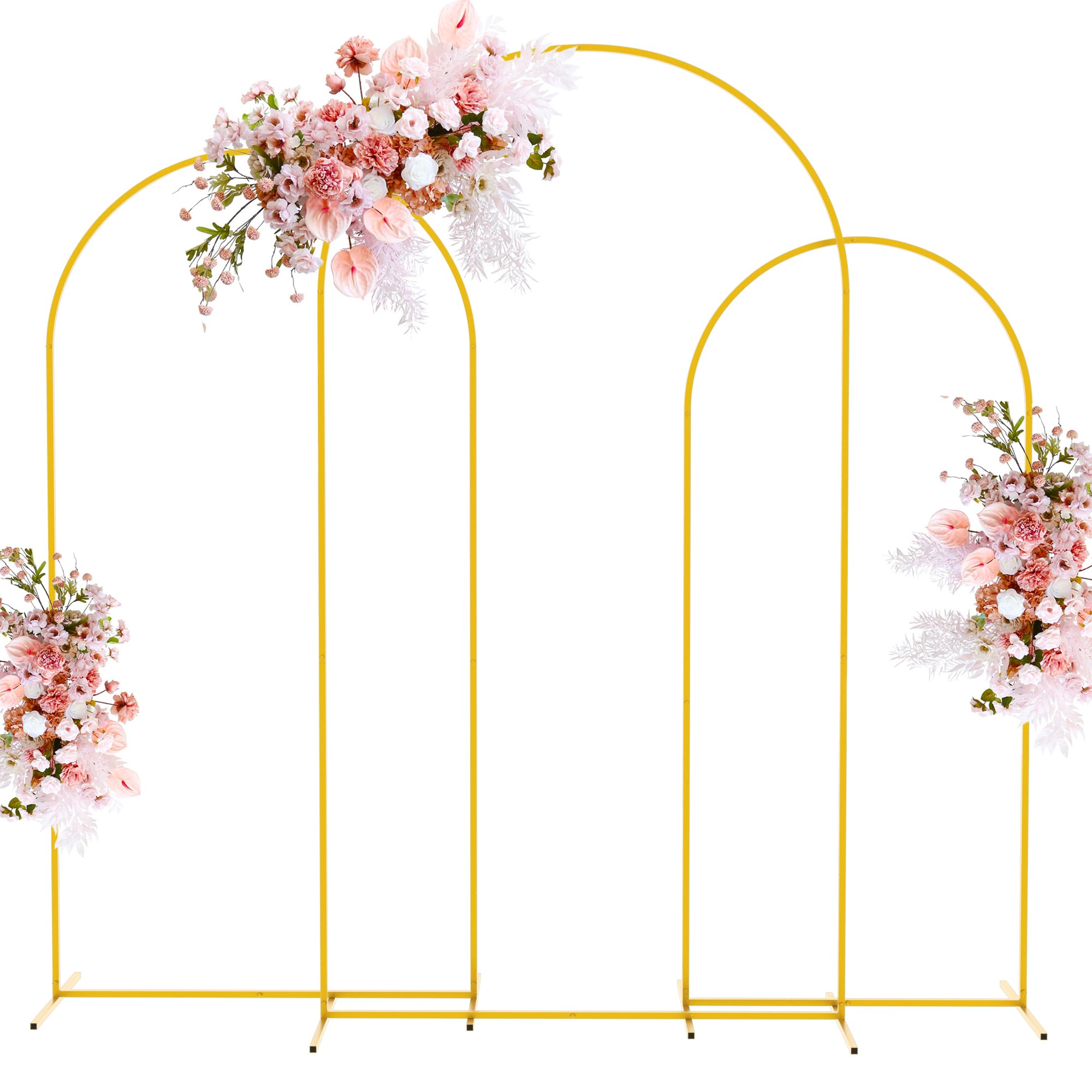 Putros Metal Arch Stand Gold Wedding Chiara Backdrop Stand Set of 3 (7 ...