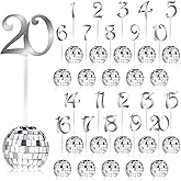 Amazon.com: YLOLUL Wedding Table Numbers 1-30 Silver Disco Ball Table ...