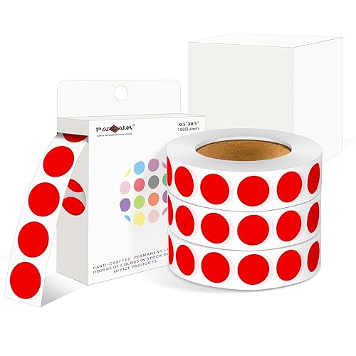 PARLAIM 4000 Pack Red Dot Stickers, 1/2 inch Round Circle Label 4 Rolls ...