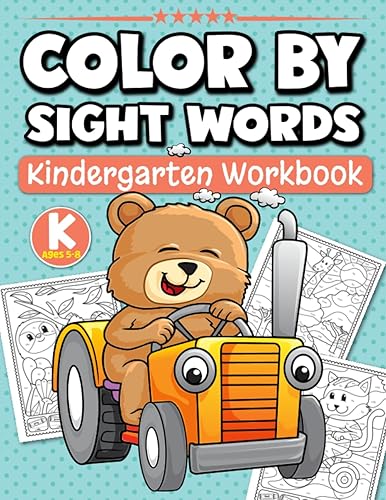 Color By Sight Words Kindergarten Workbook Ages 5-8: Fun Activity Book ...