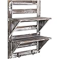 Amazon.com: MyGift 2 Tier Wall Mounted Rustic Torched Wood Entryway ...