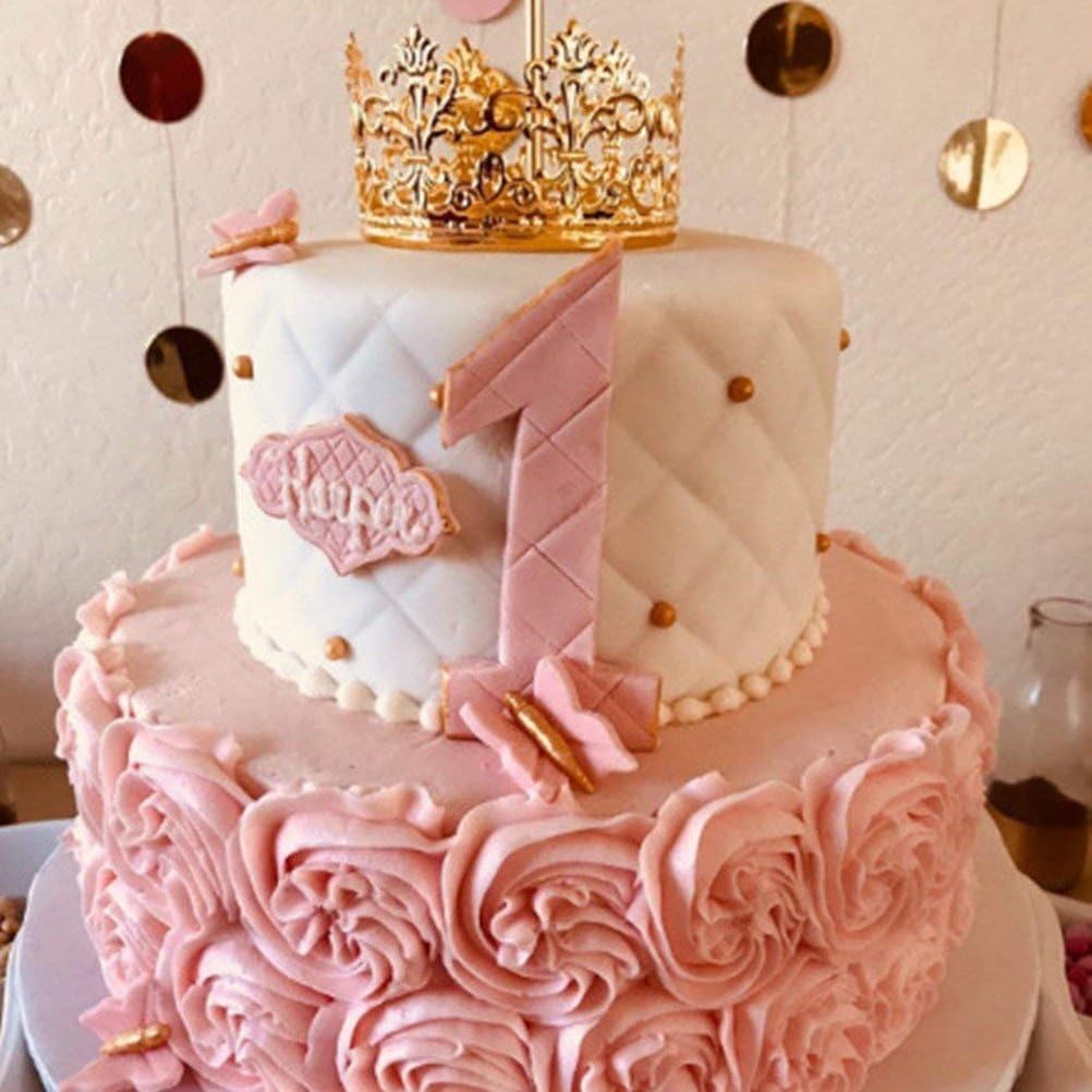 BESTONZON Gold Crown Cake Topper Queen Princess Themed Crown Cake ...