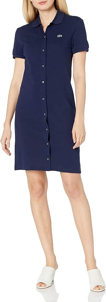 Lacoste Women's Short Sleeve Buttondown Pique Polo Dress at Amazon ...