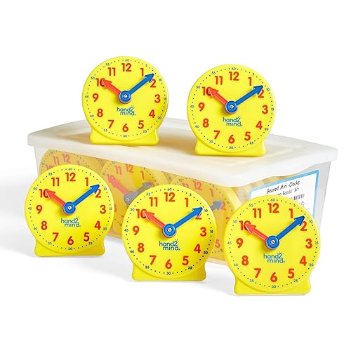 hand2mind Mini Geared Clock Classroom Set, Telling Time Clock, Teaching ...