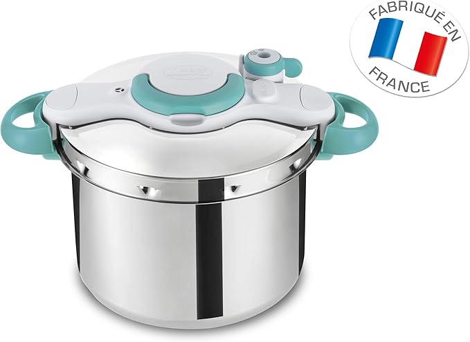 SEB clipsoMinut' Easy Pressure Cooker, stainless steel, blue, 26.8 x 39 ...
